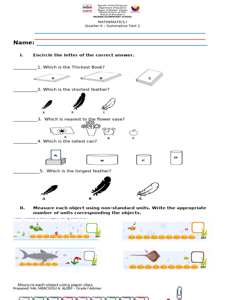 Mathematics Quarter 2 Summative Test 1 | PDF