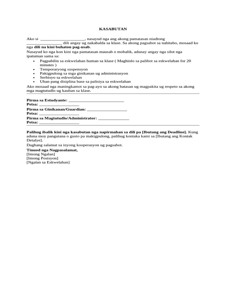 KASABUTAN Sa Behavior of The Students | PDF
