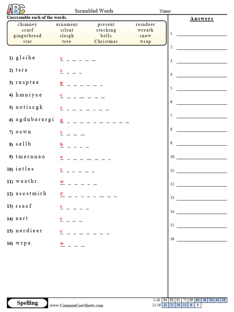 December Spelling Words List 1 | PDF | Santa Claus | Santa Claus's Reindeer