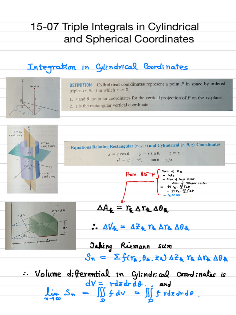 15-07 Triple Integrals in Cylindrical and Spherical Coordinates | PDF