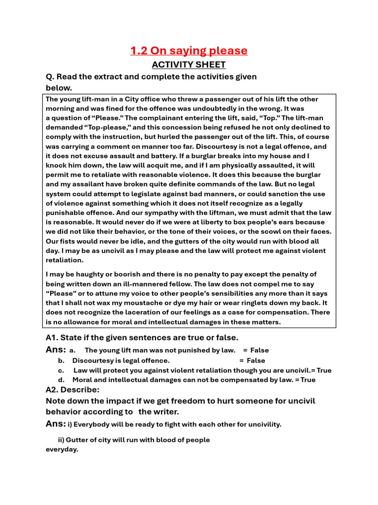 The Importance of Saying Please | PDF | Assault | Battery (Crime)