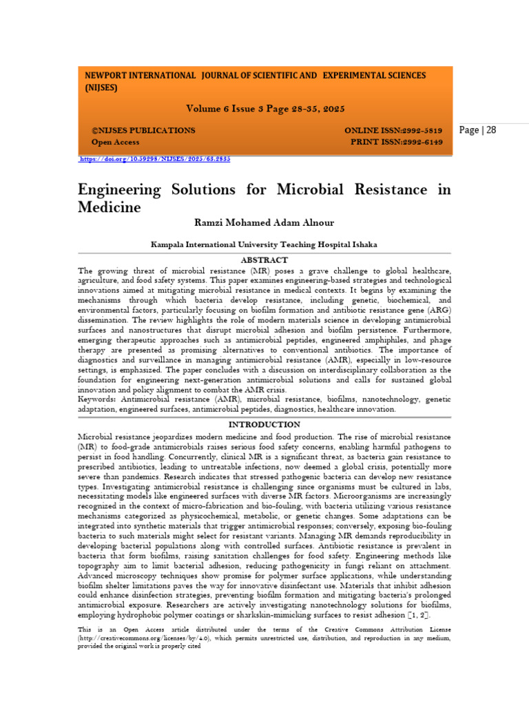 Engineering Solutions For Microbial Resistance in Medicine (WWW - Kiu ...