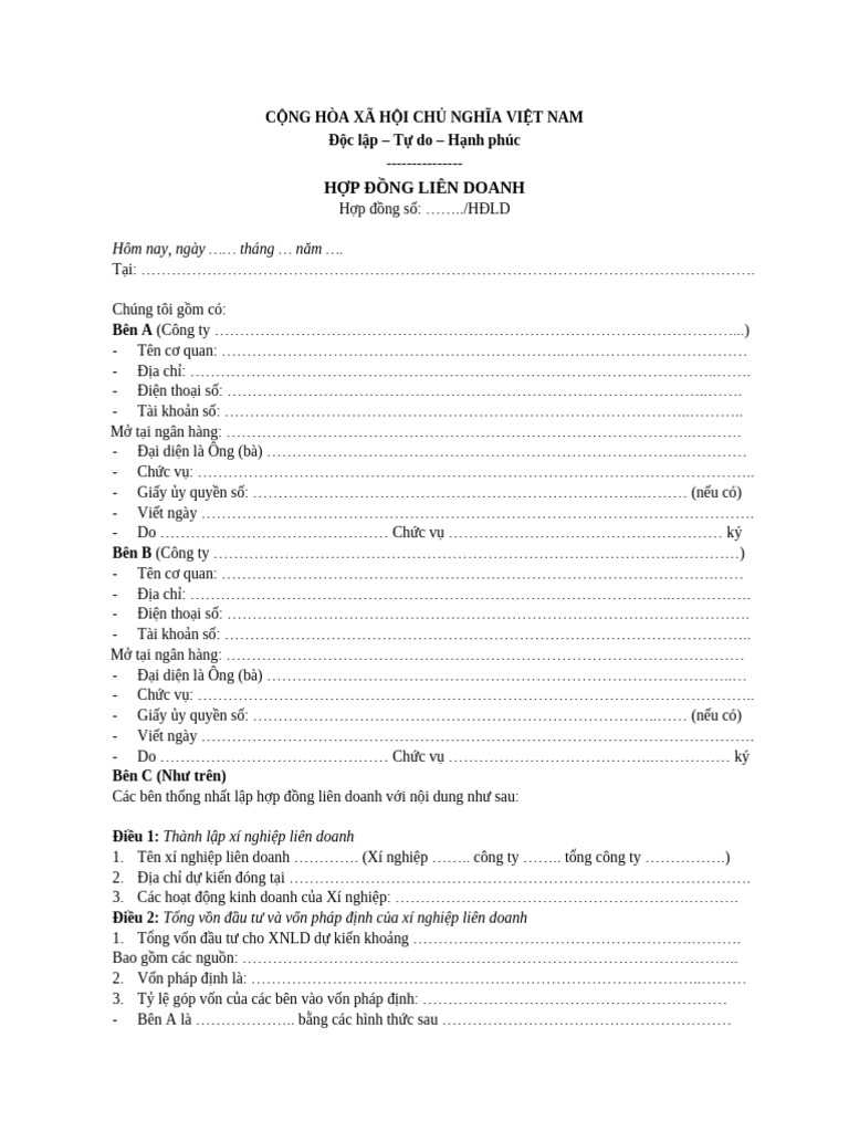 Hop Dong Lien Doanh | PDF