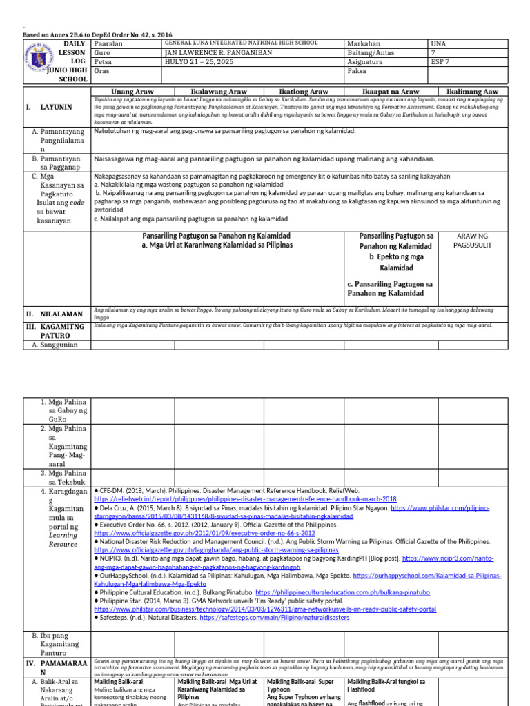 DLL Jhs Tagalog | PDF