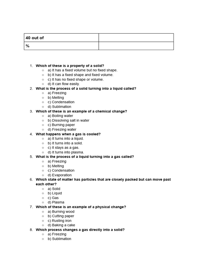 States of Matter and Scientific Units Quiz | PDF | Gases | Mixture