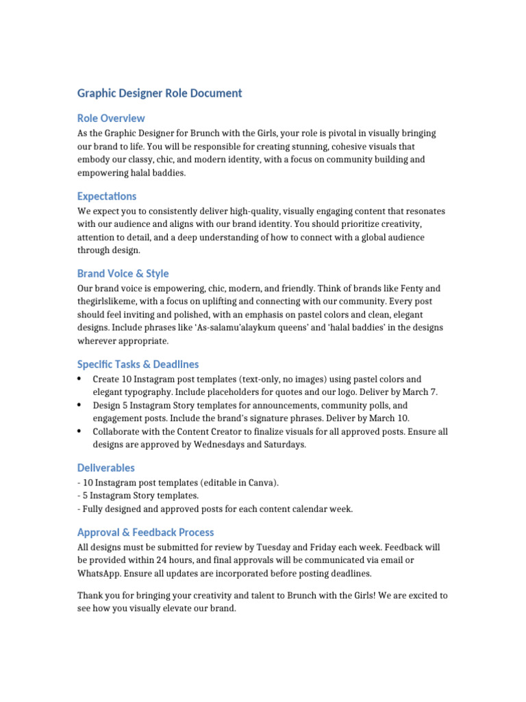 Graphic Designer Role Document 2 | PDF