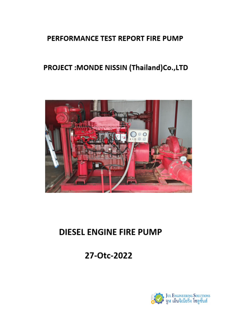 Report Performance Test Fire Pump MONDE NISSIN (Thailand) 27-Otc-2022 ...
