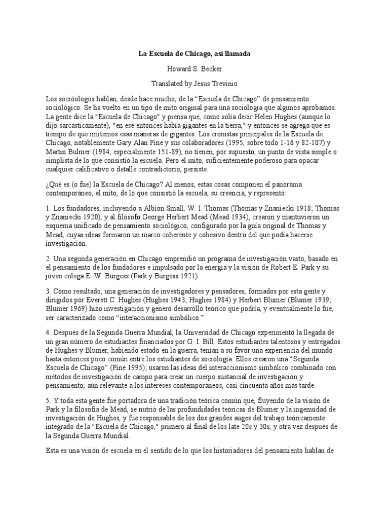 La Escuela de Chicago - Howard Becker | PDF | Composiciones Musicales ...