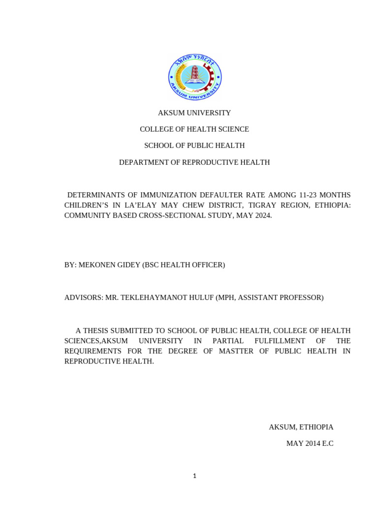 Mekonen Reviewed Thesis | PDF | Thesis | Vaccines