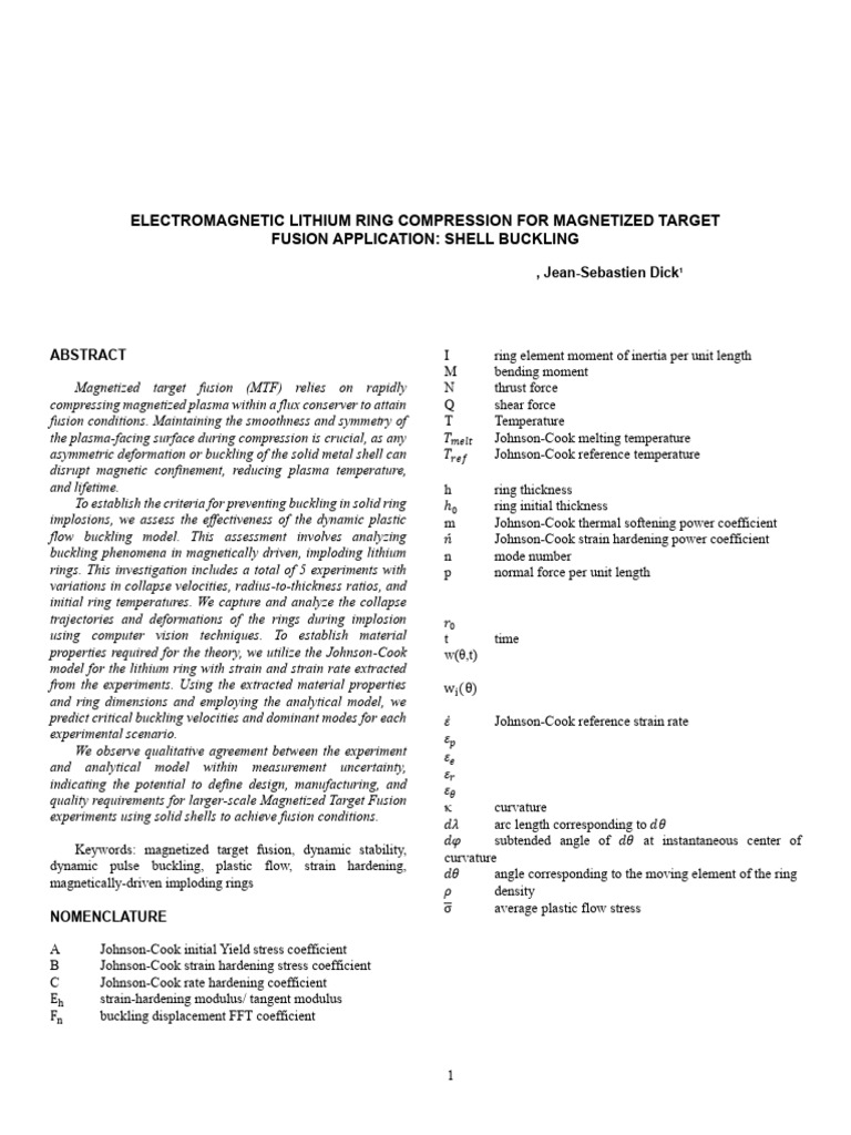 Electromagnetic Lithium Ring Compression | PDF | Buckling | Bending