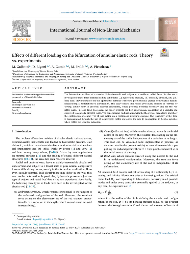 Effects of Different Loading On The Bifurcation of Annular Elastic Rods ...