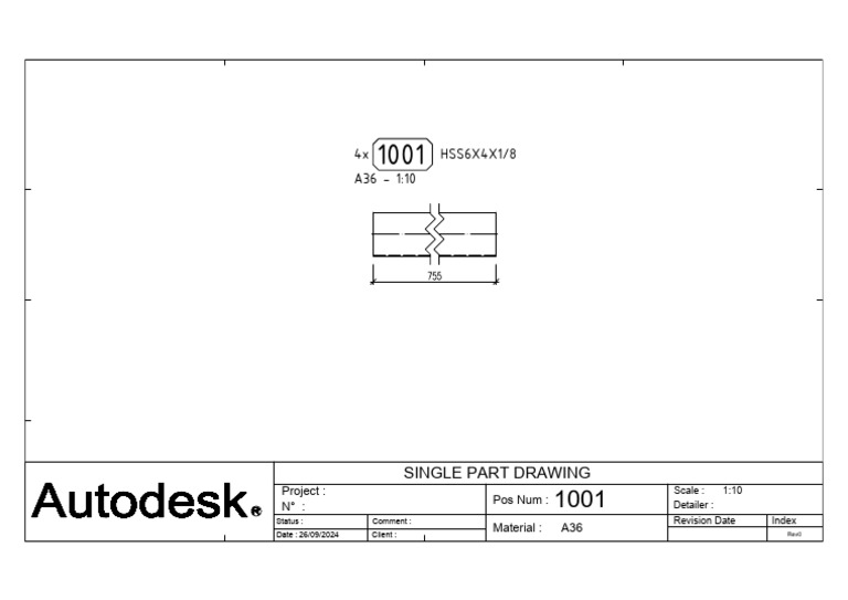 Sheet 003 Part 1001 - A4.Dwg-A4 Advance Steel | PDF