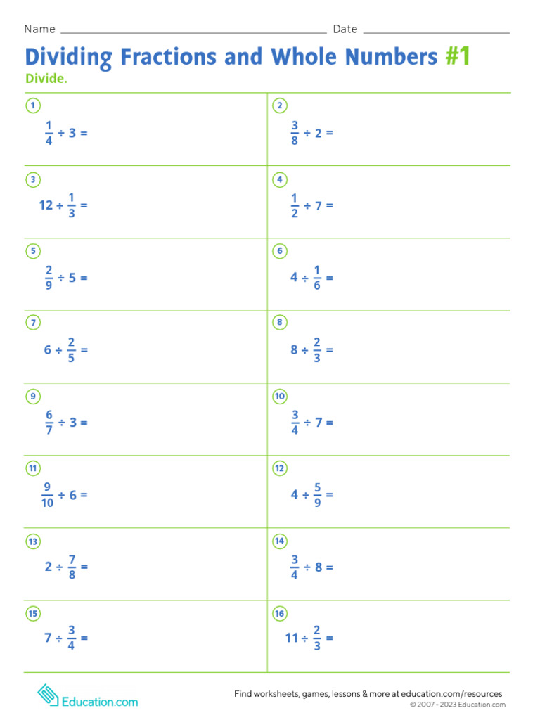 Dividing Fractions and Whole Numbers 1 | PDF