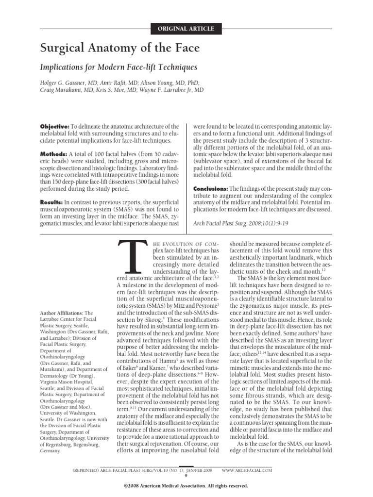 Surgical Anatomy of The Face | PDF | Primate Anatomy | Soft Tissue