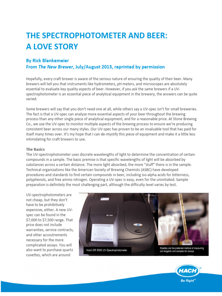 Applicatione Note - The Spectrophotometer and Beer - A Love Story | PDF ...