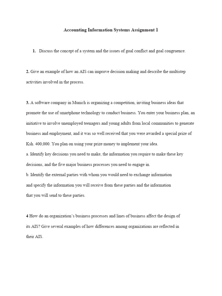 Accounting Information Systems Assignment 1 | PDF
