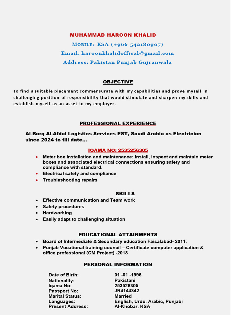 Haroon Khalid CV | PDF