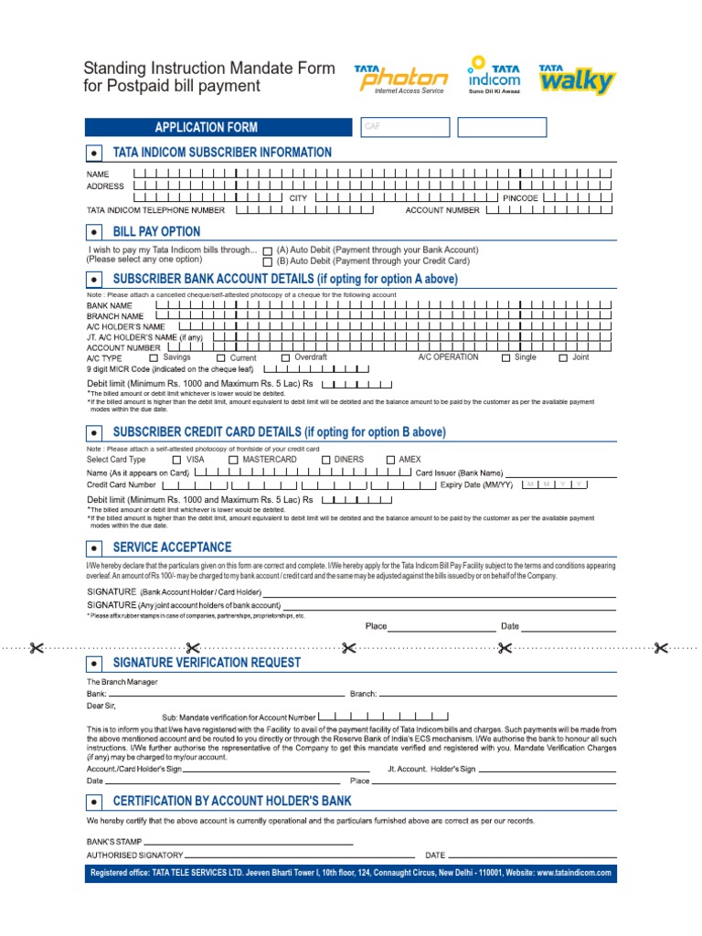 ECS-SI Mandate Form | PDF | Debit Card | Credit Card