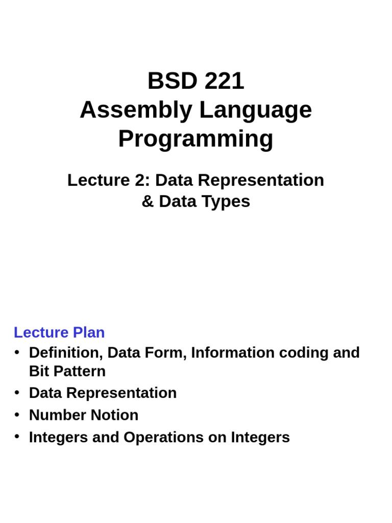 Data Representation in Assembly Language | PDF | Pixel | Bit