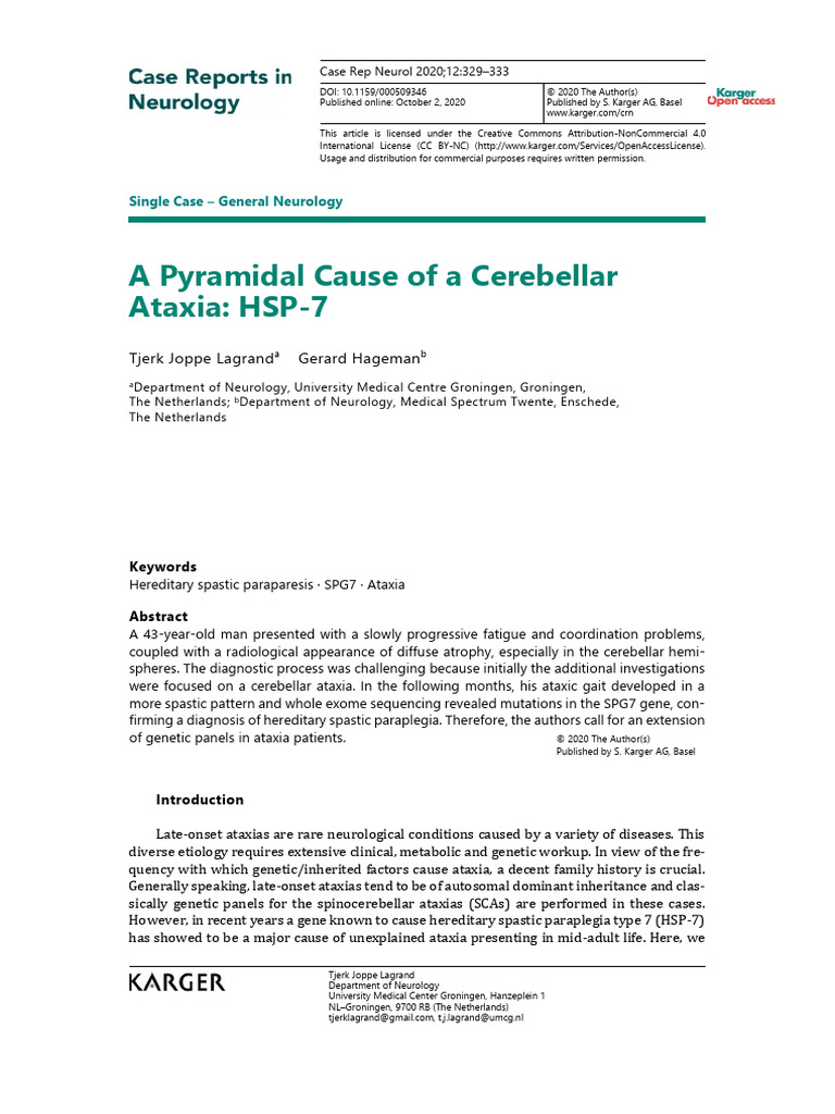 Ataxia Hereditary Spastic Paraplegia Type 7 | PDF | Neurological ...