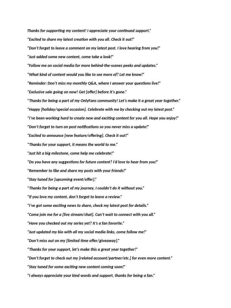 OnlyFans Mass Message Examples | PDF