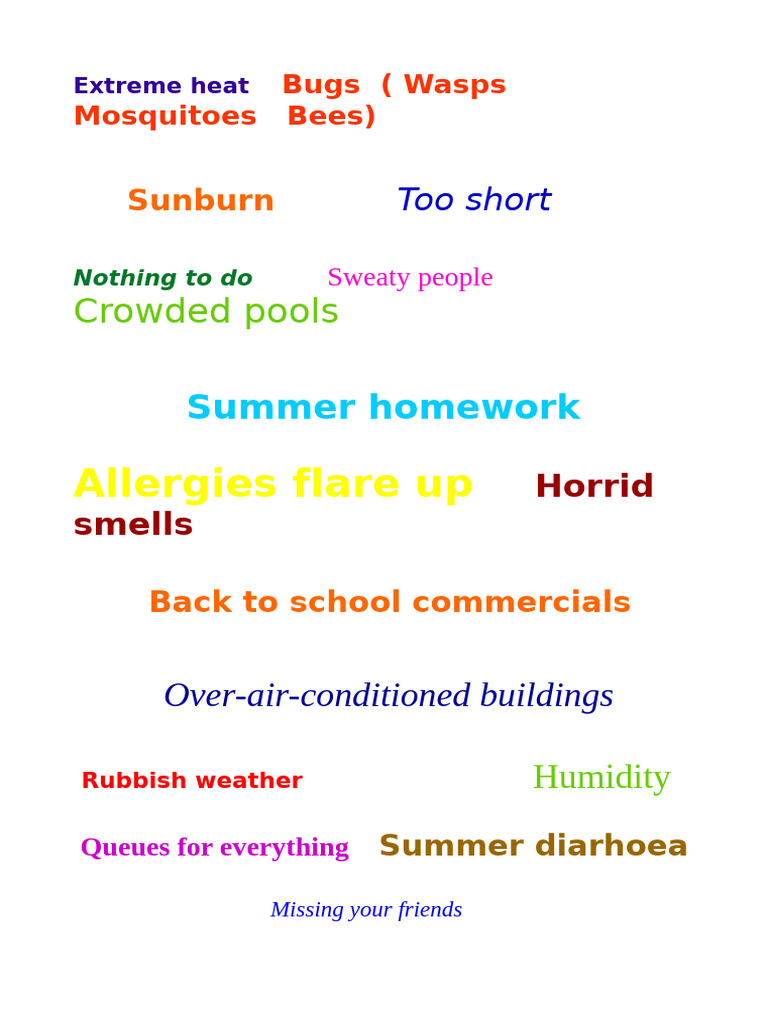 Worst Things About Summer | PDF