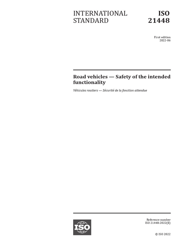 ISO 21448: Road Vehicle Safety Standards | PDF | International ...