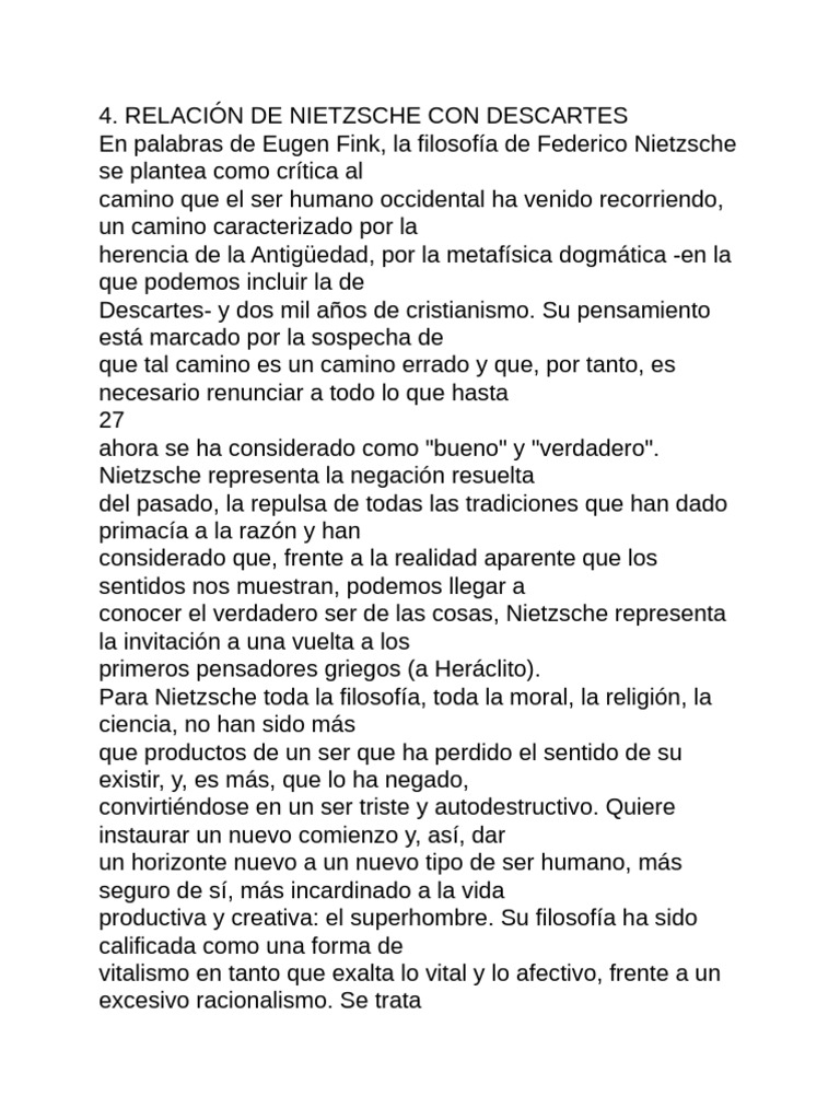 Nietzsche y Descartes: Crítica Filosófica | PDF | Friedrich Nietzsche ...