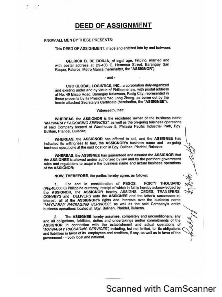 Deed of Assignment | PDF