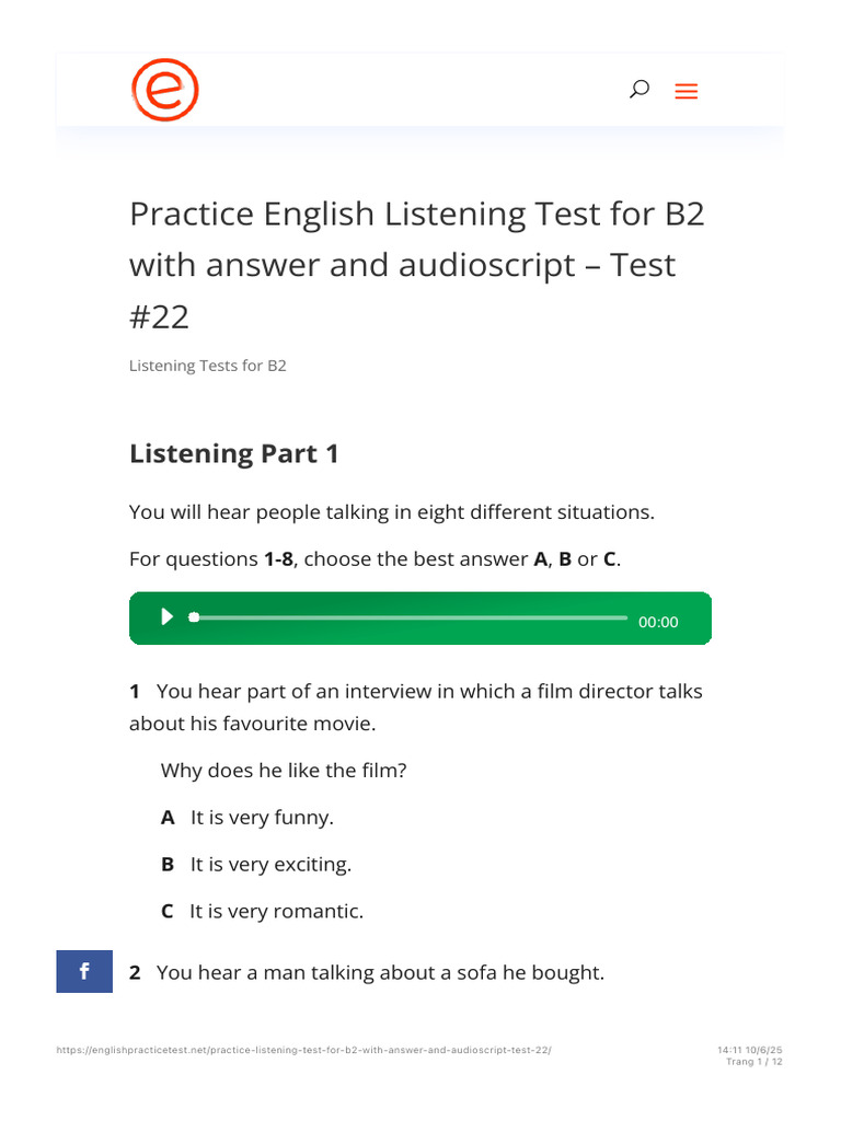B2 English Listening Practice Test 22 | PDF