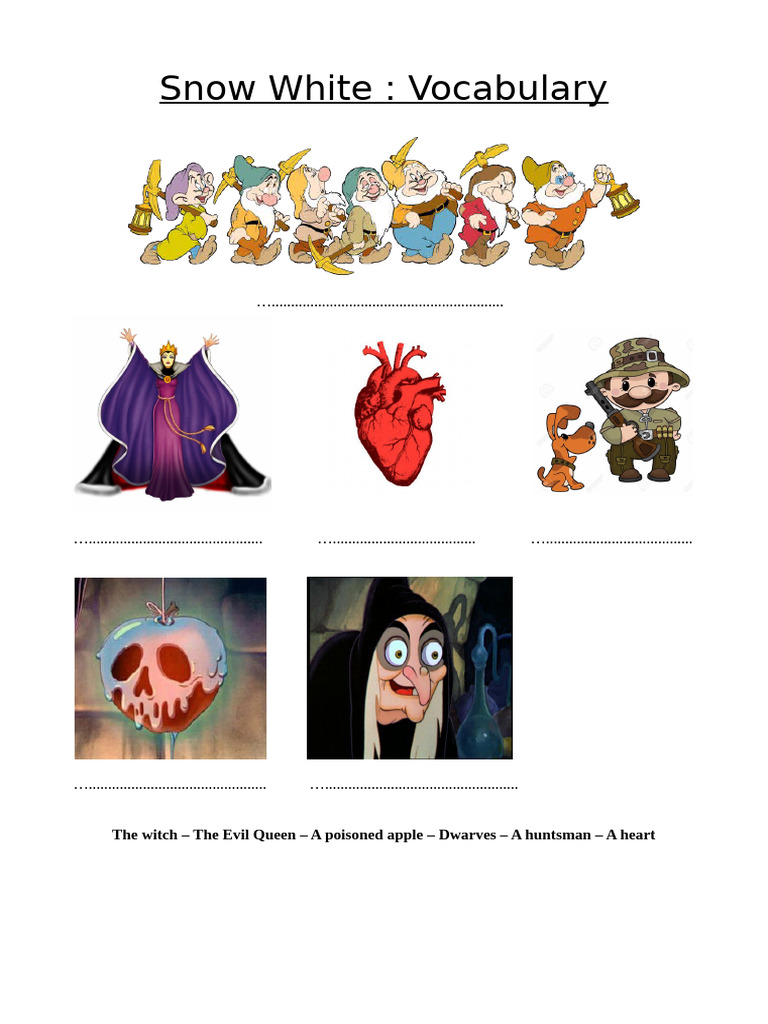Snow White Vocabulary Reading Comprehension Exercises 92702 | PDF