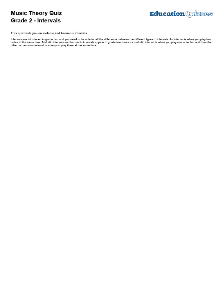 Music Theory Intervals - Difference Between Melodic and Harmonic | PDF