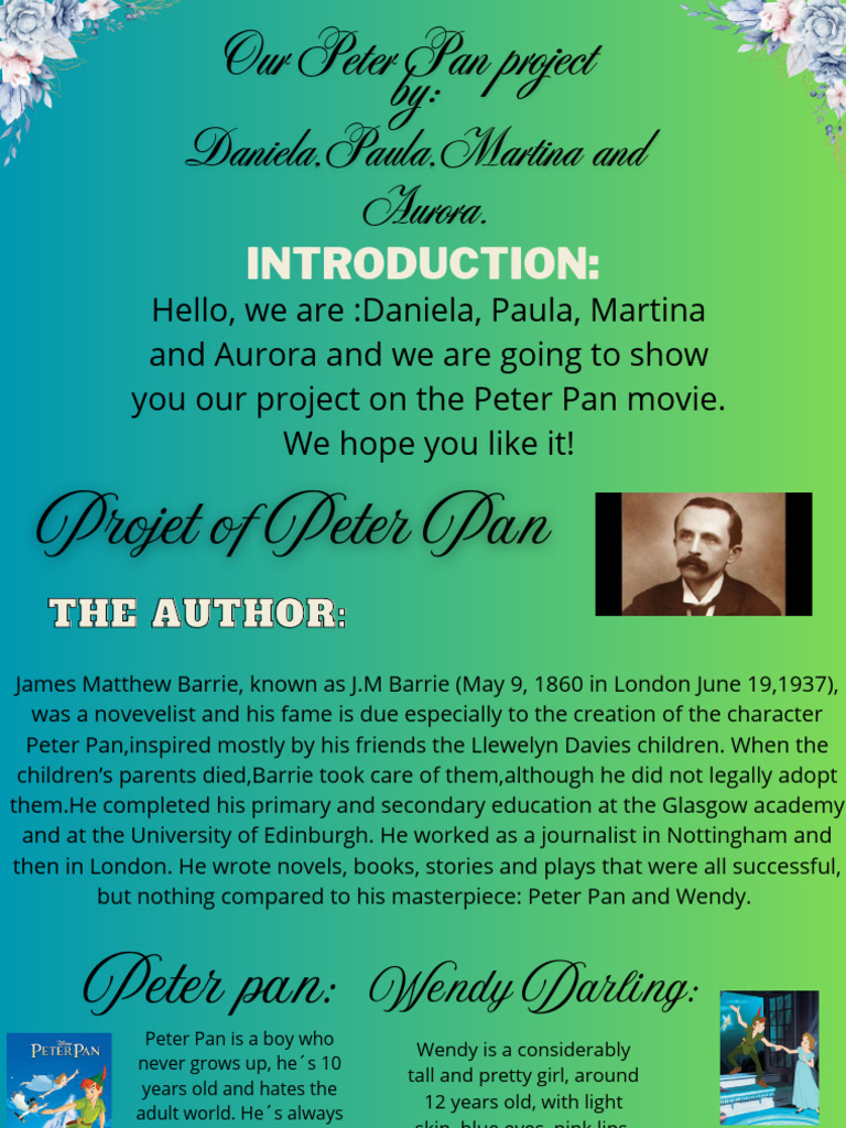 Peter Pan Project Overview and Analysis | PDF | Peter Pan | Lost Boys ...