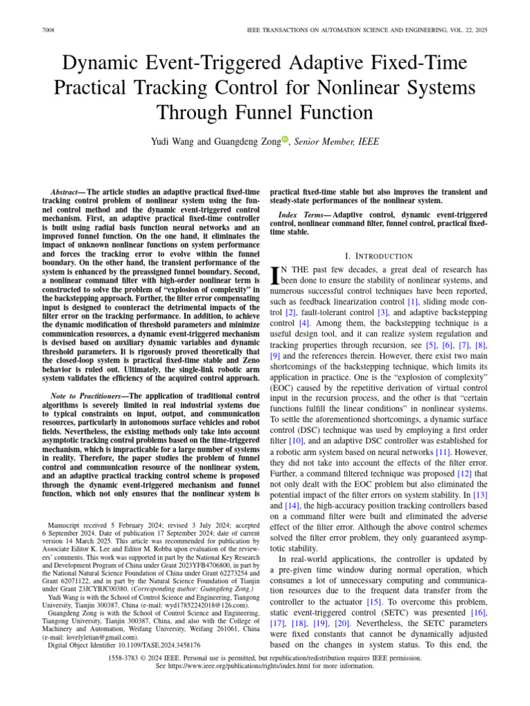 Dynamic Event-Triggered Adaptive Fixed-Time Practical Tracking Control For Nonlinear Systems ...