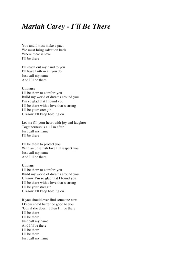 Mariah Carey - I'll Be There Lyrics | PDF