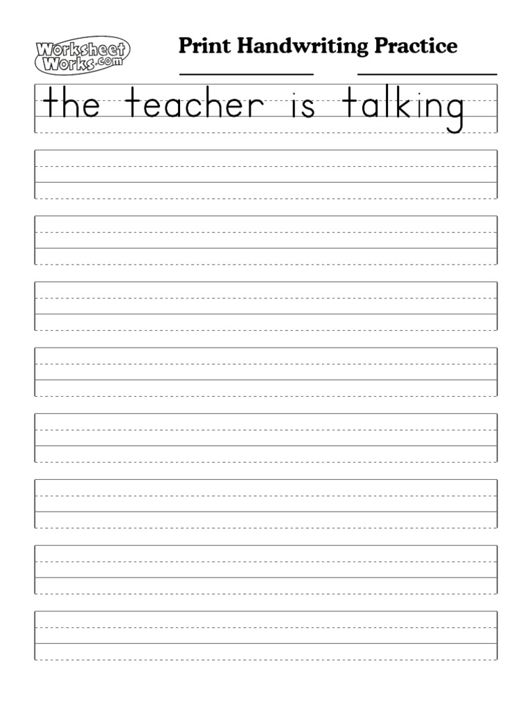 WorksheetWorks Print Handwriting Practice 1 | PDF