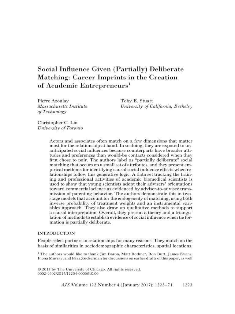 Social Influence Given (Partially) Deliberate Matching | PDF ...