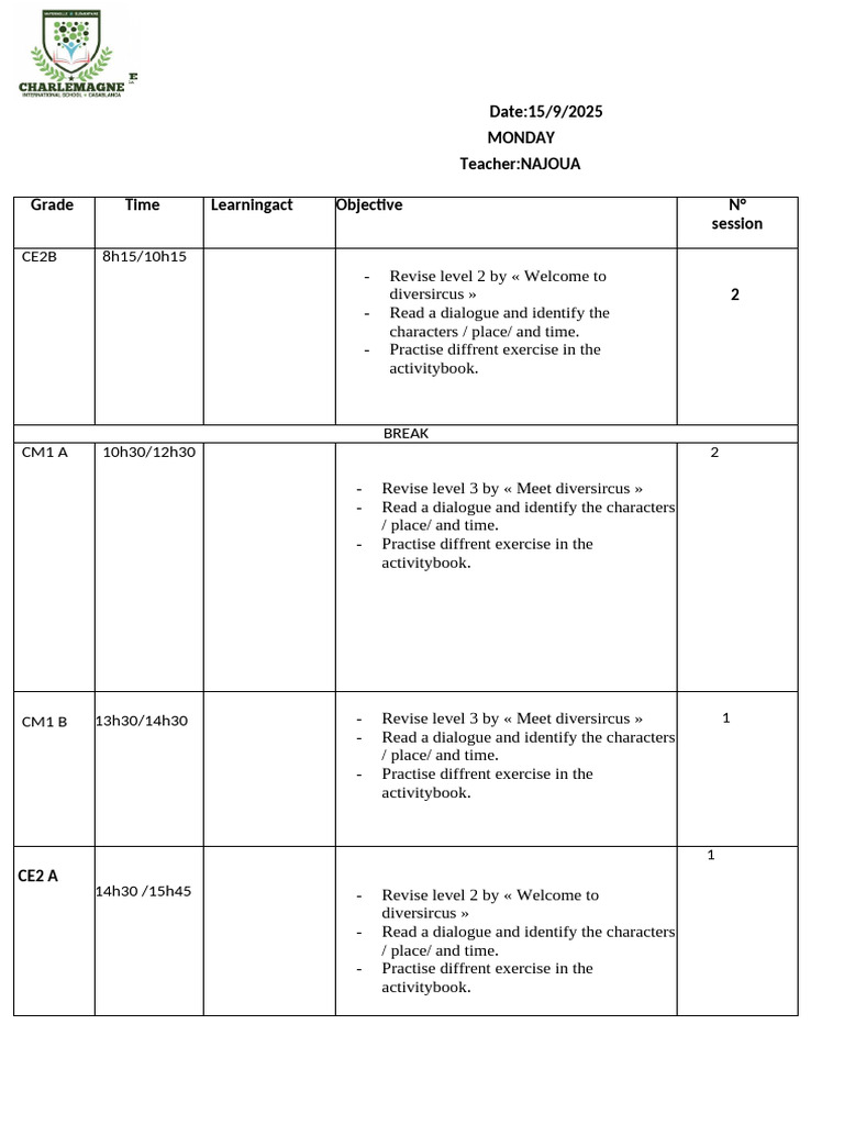 Daily Schedule Table Week 3 | PDF | Psycholinguistics | Language ...