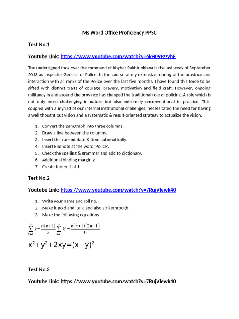 PPSC MS Office Proficiency Tests | PDF | Central Processing Unit ...
