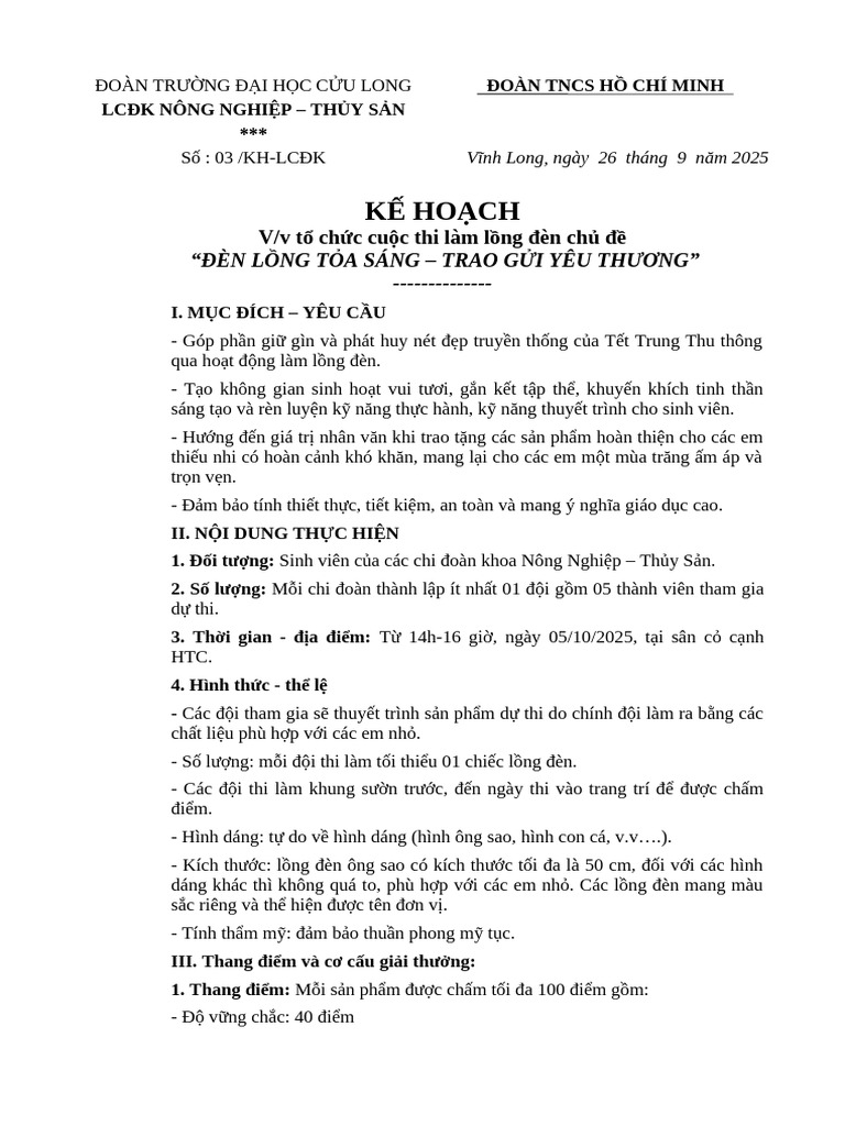 Ke Hoach Trung Thu 2025 Nnts | PDF
