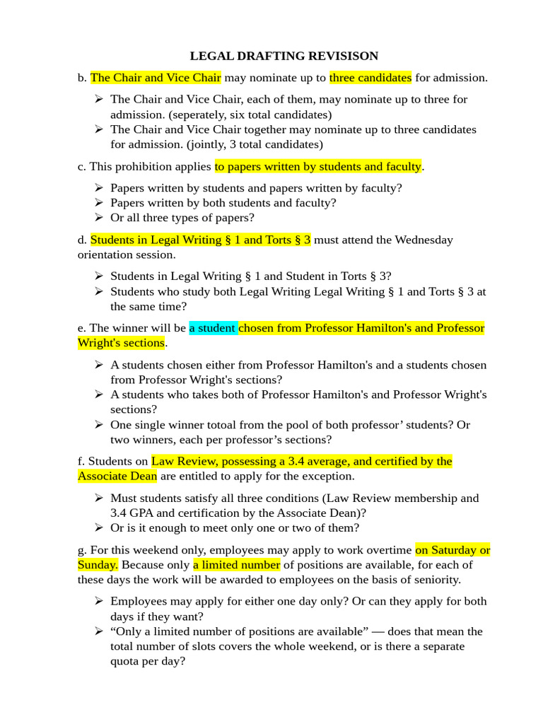 Legal Drafting Revision Guidelines | PDF | Subcontractor