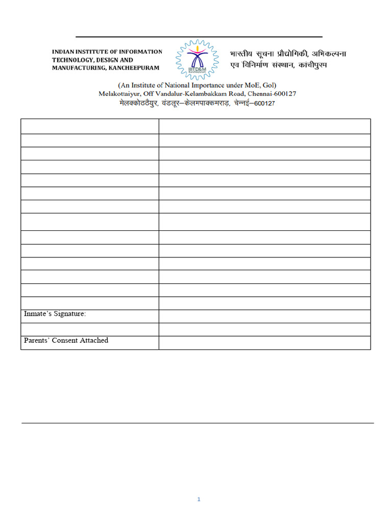 Institute Hostel Leave Form (Seven Days or More) | PDF