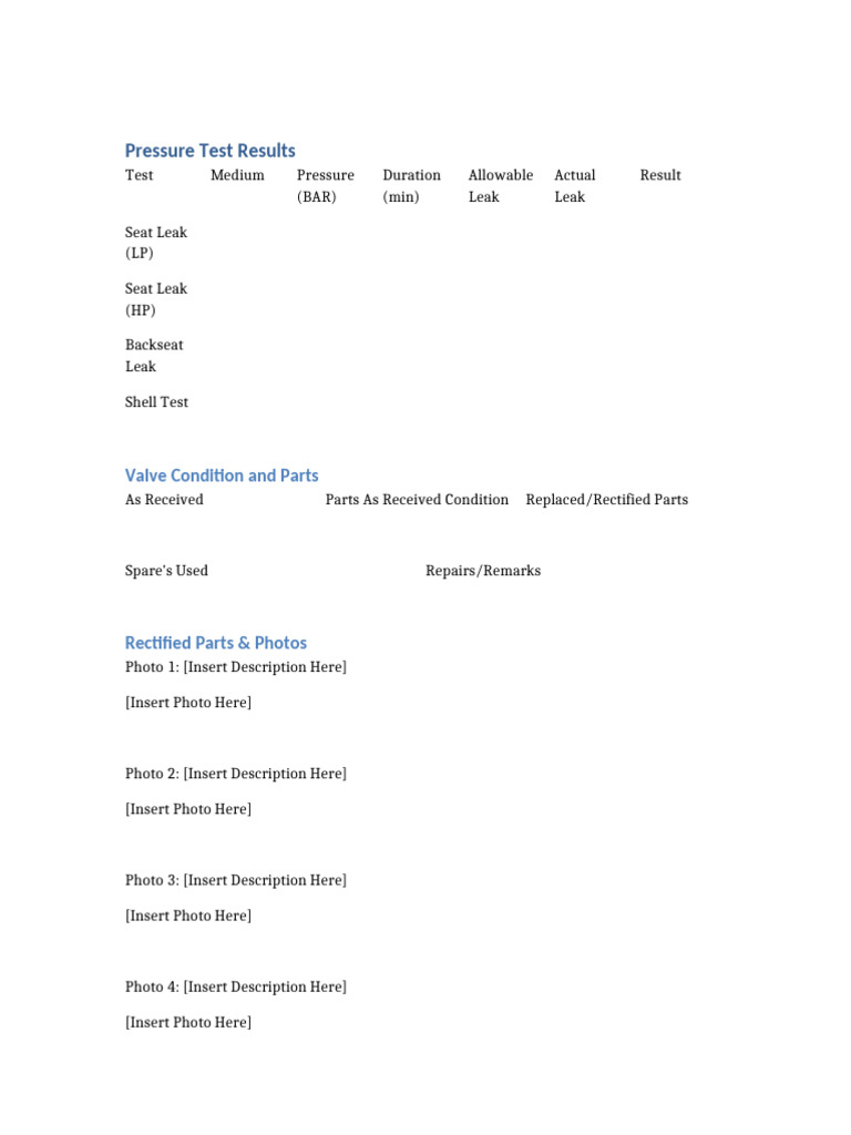 Pressure Test Results Summary | PDF