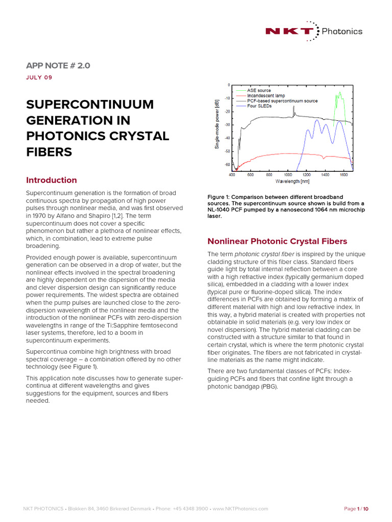 Supercontinuum Generation in PCFs | PDF | Optical Fiber | Fiber Optic ...