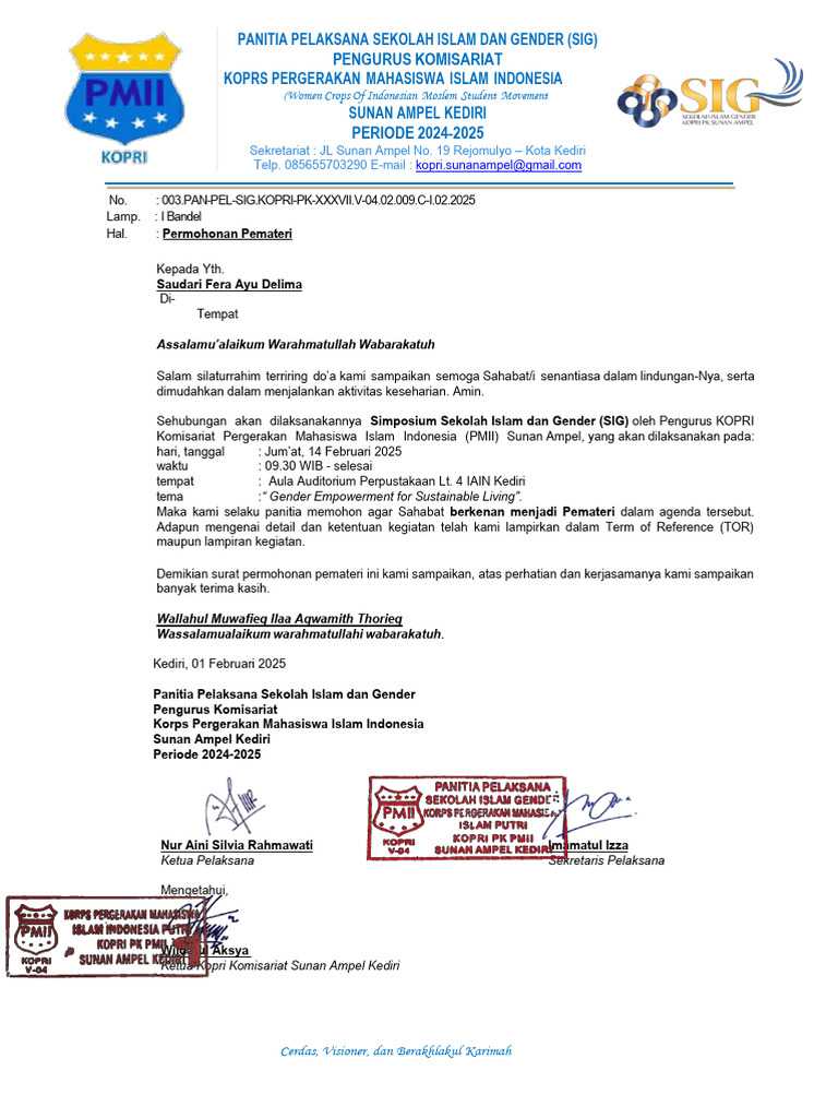 Template Tor Pemateri | PDF