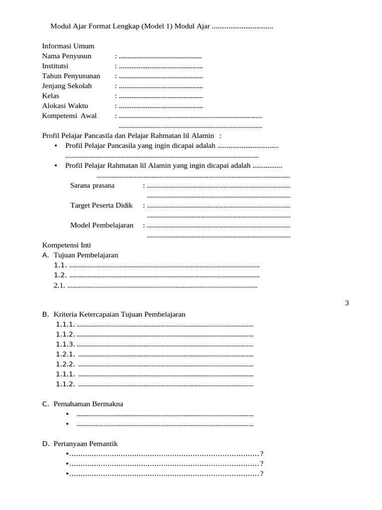 Modul Ajar Lengkap untuk Pembelajaran | PDF