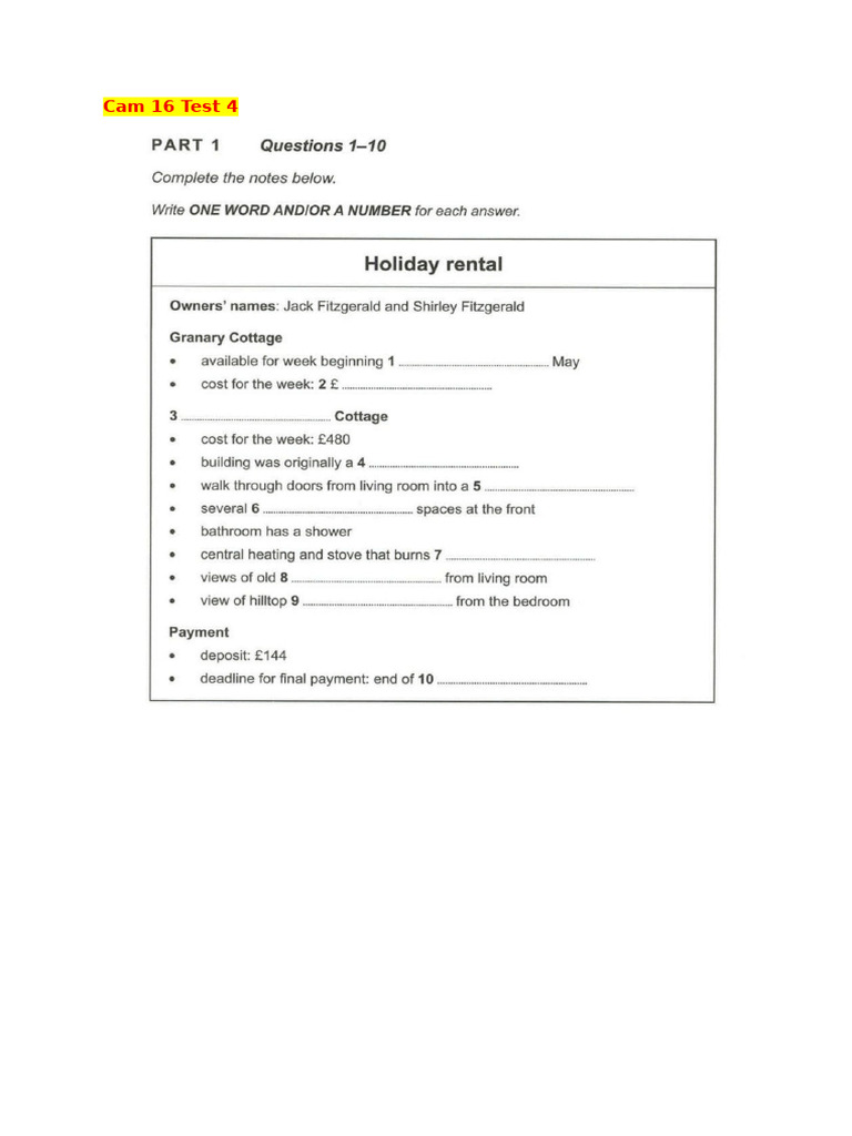Cam 16 Test 4 | PDF