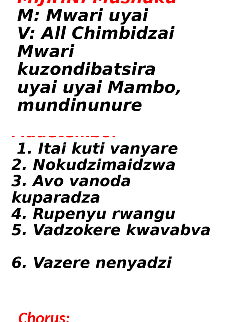 Mwari Uyai Kuzondibatsira - M | PDF