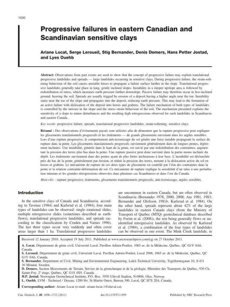 Locat Et Al. - 2011 - Progressive Failures in Eastern Canadian and Scandinavian Sensitive Clays ...