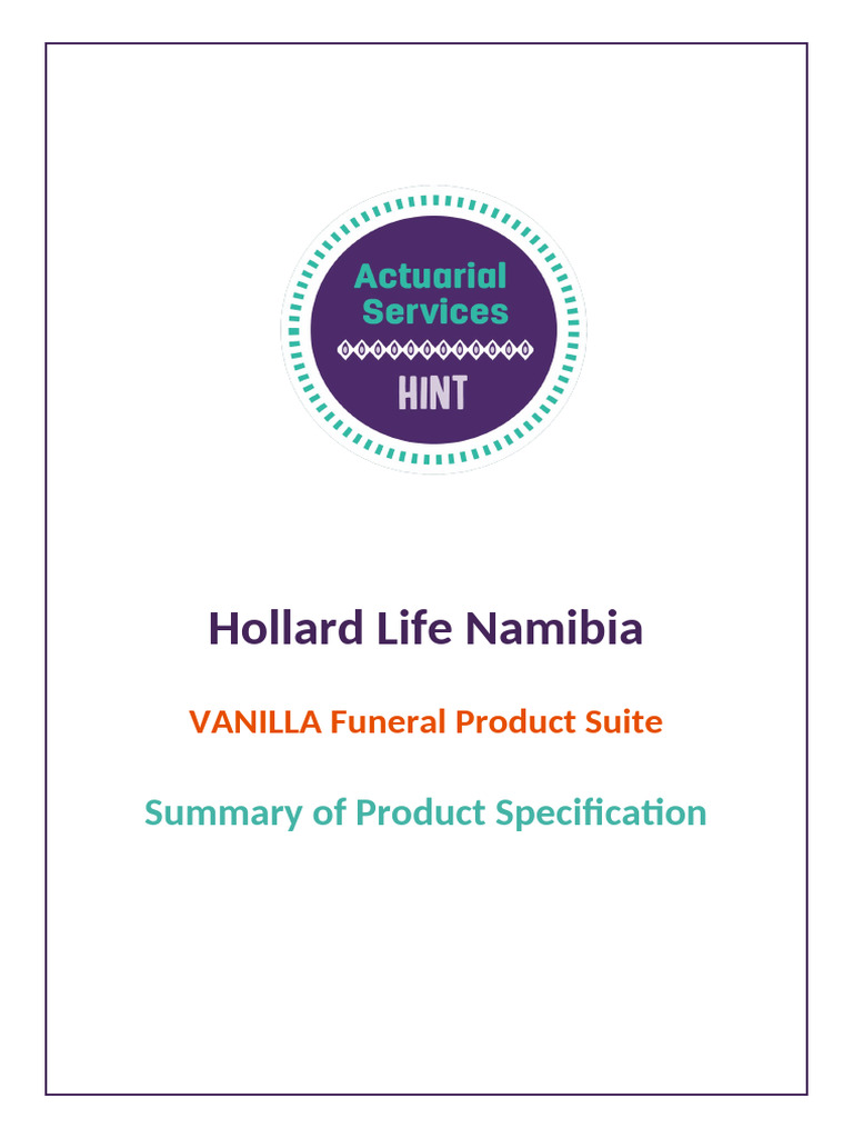 HLN - VANILLA Product Suite - Summary Spec - 20230406 | PDF | Insurance ...